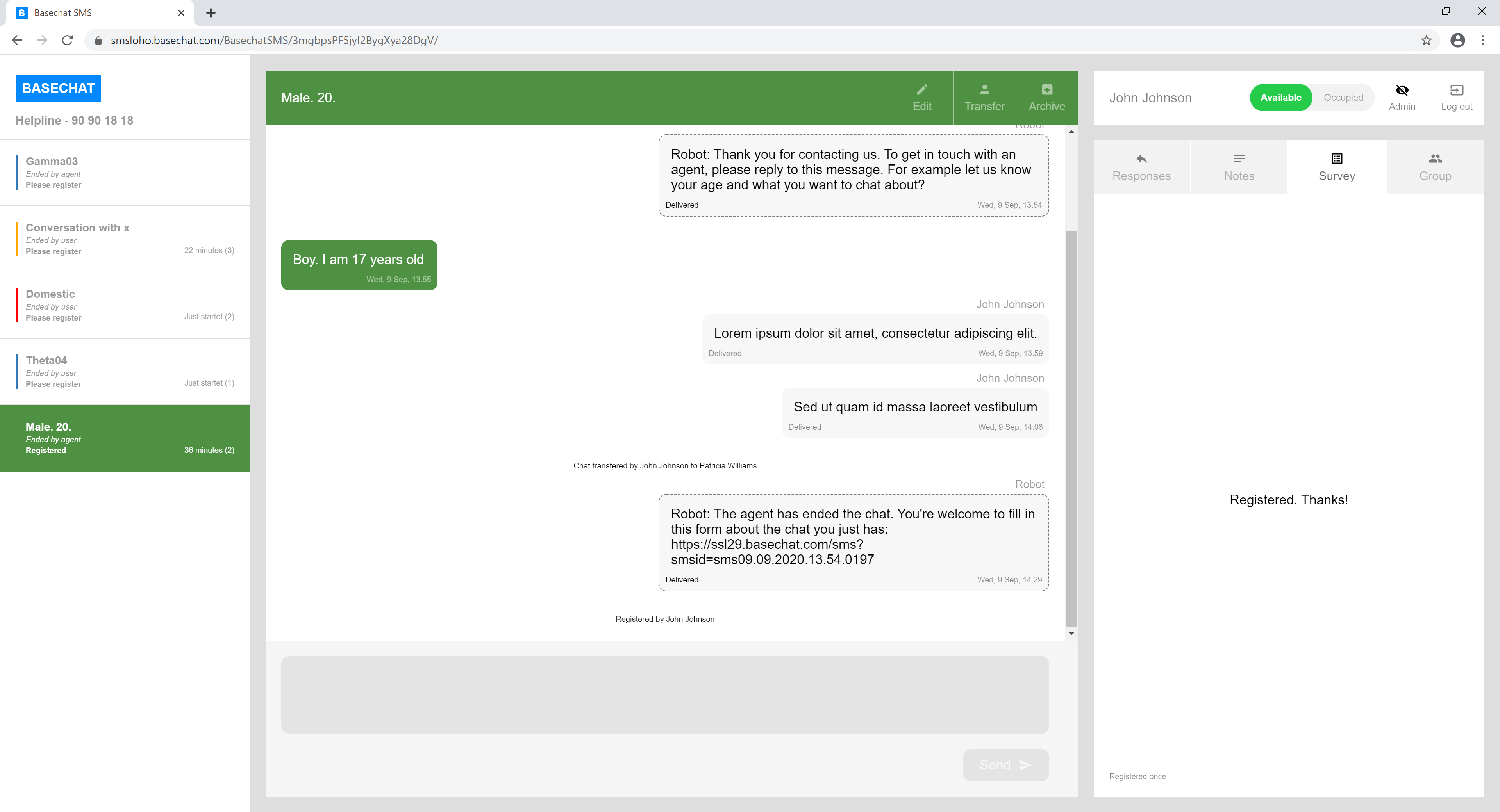 Basechat / Texting Screenshots