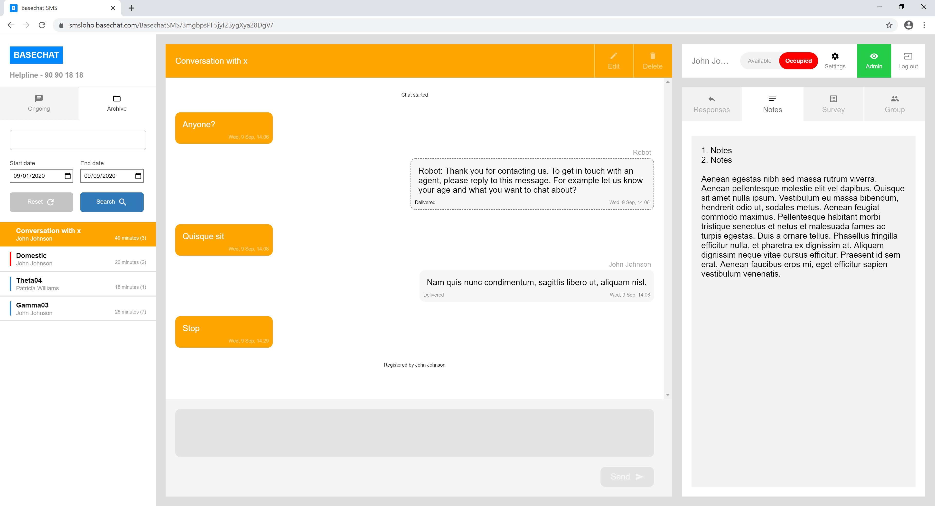 Basechat / Texting Screenshots