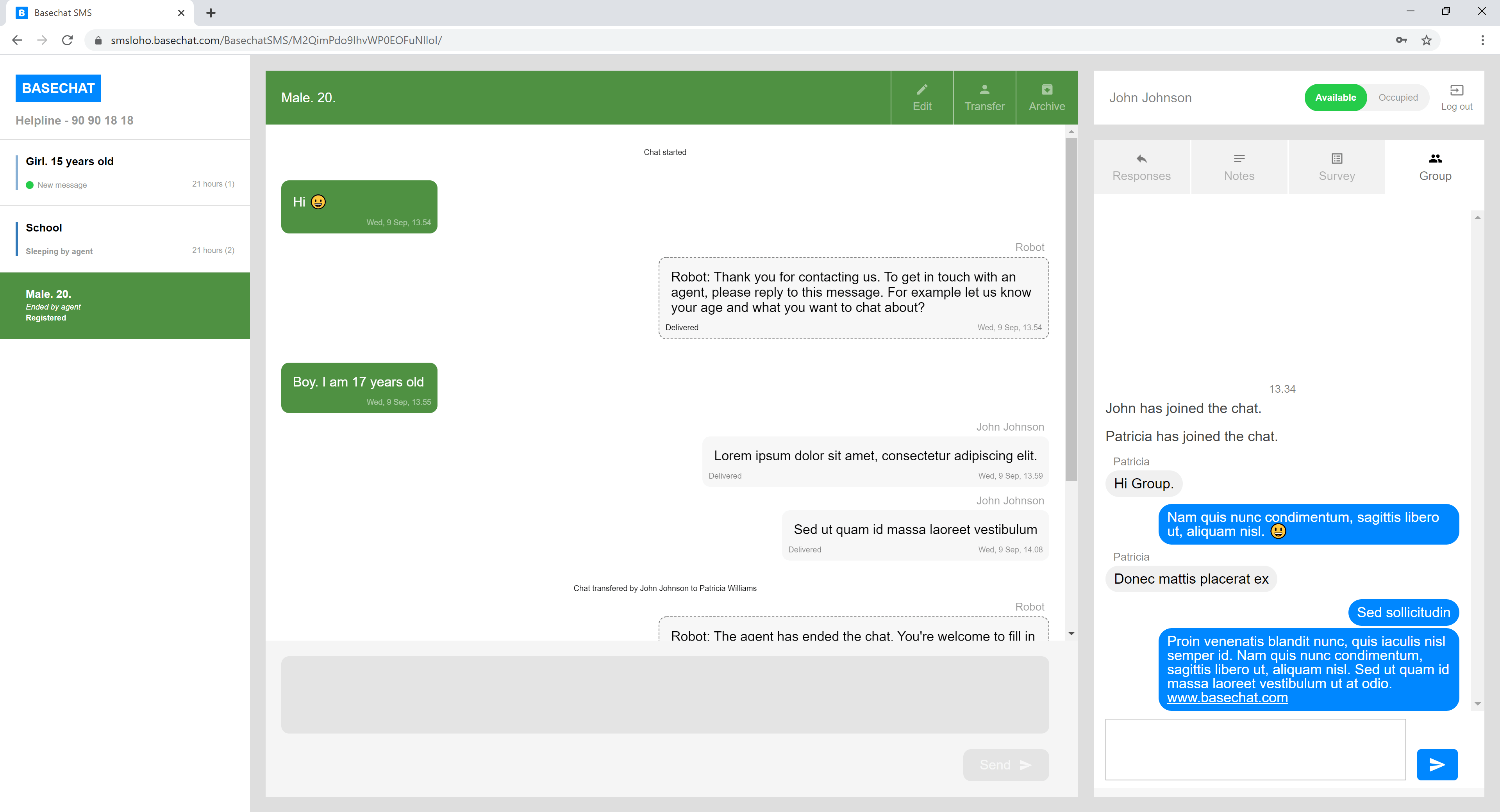 Basechat / Texting Screenshots